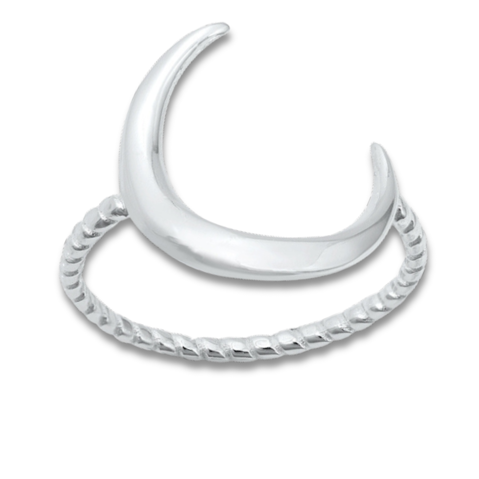 R-75 Crescent Moon with Rope Band – Moonrise Jewelry